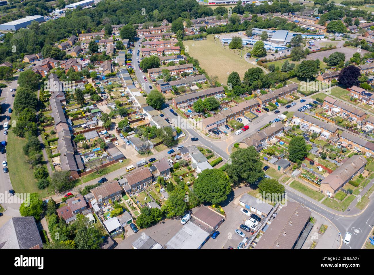 Aerial photo of the British town of Stevenage in Hertfordshire UK ...