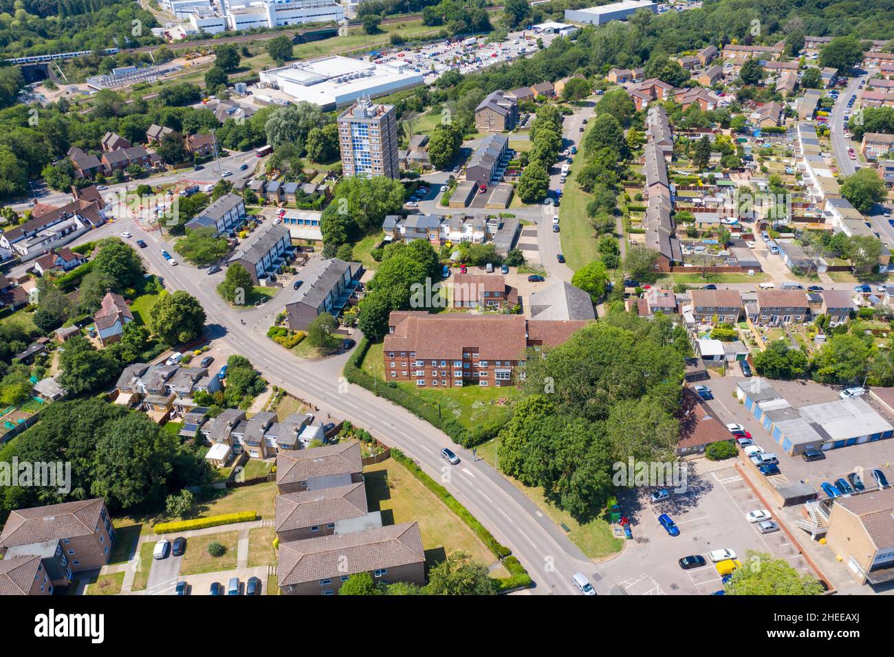 Aerial photo of the British town of Stevenage in Hertfordshire UK ...