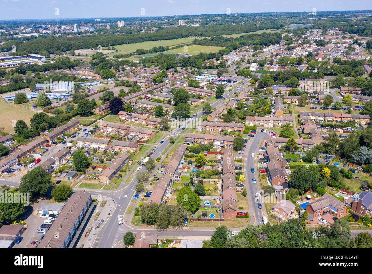 Aerial photo of the British town of Stevenage in Hertfordshire UK ...