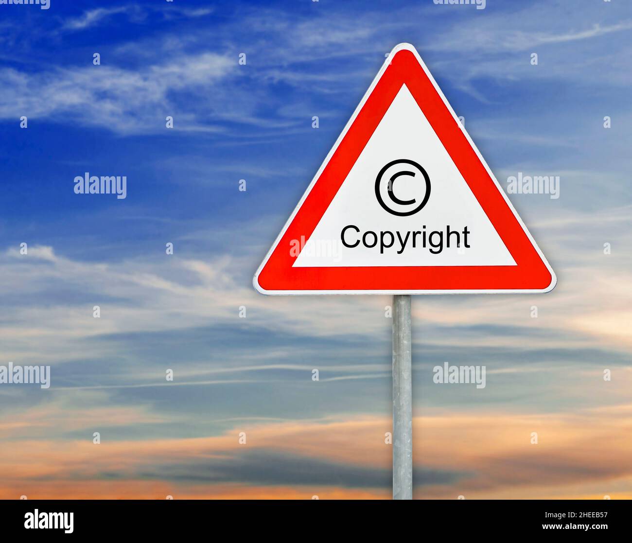 Triangle road sign copyright Stock Photo - Alamy