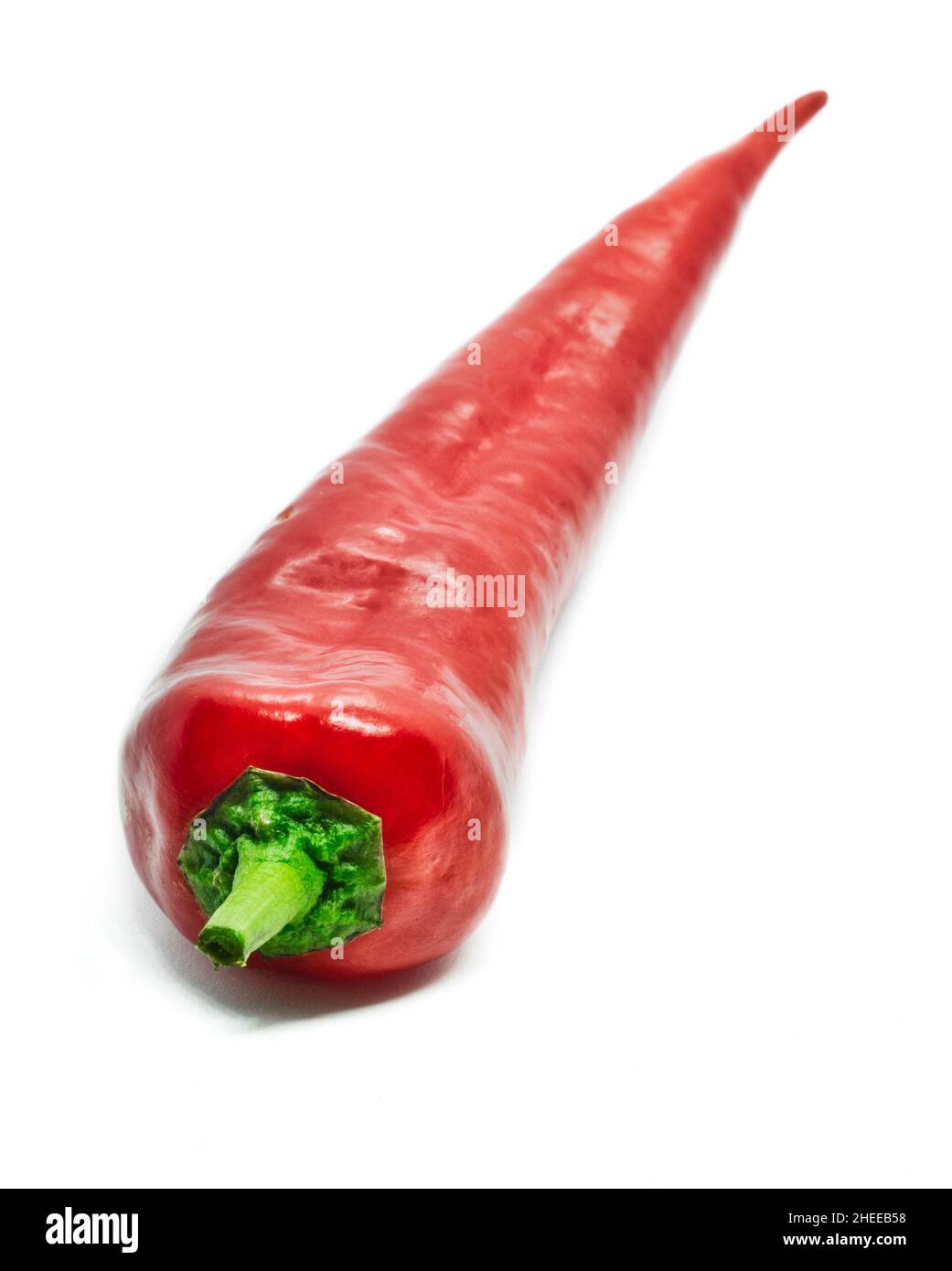 Single long sweet red pepper isolated on white background. Fresh ...
