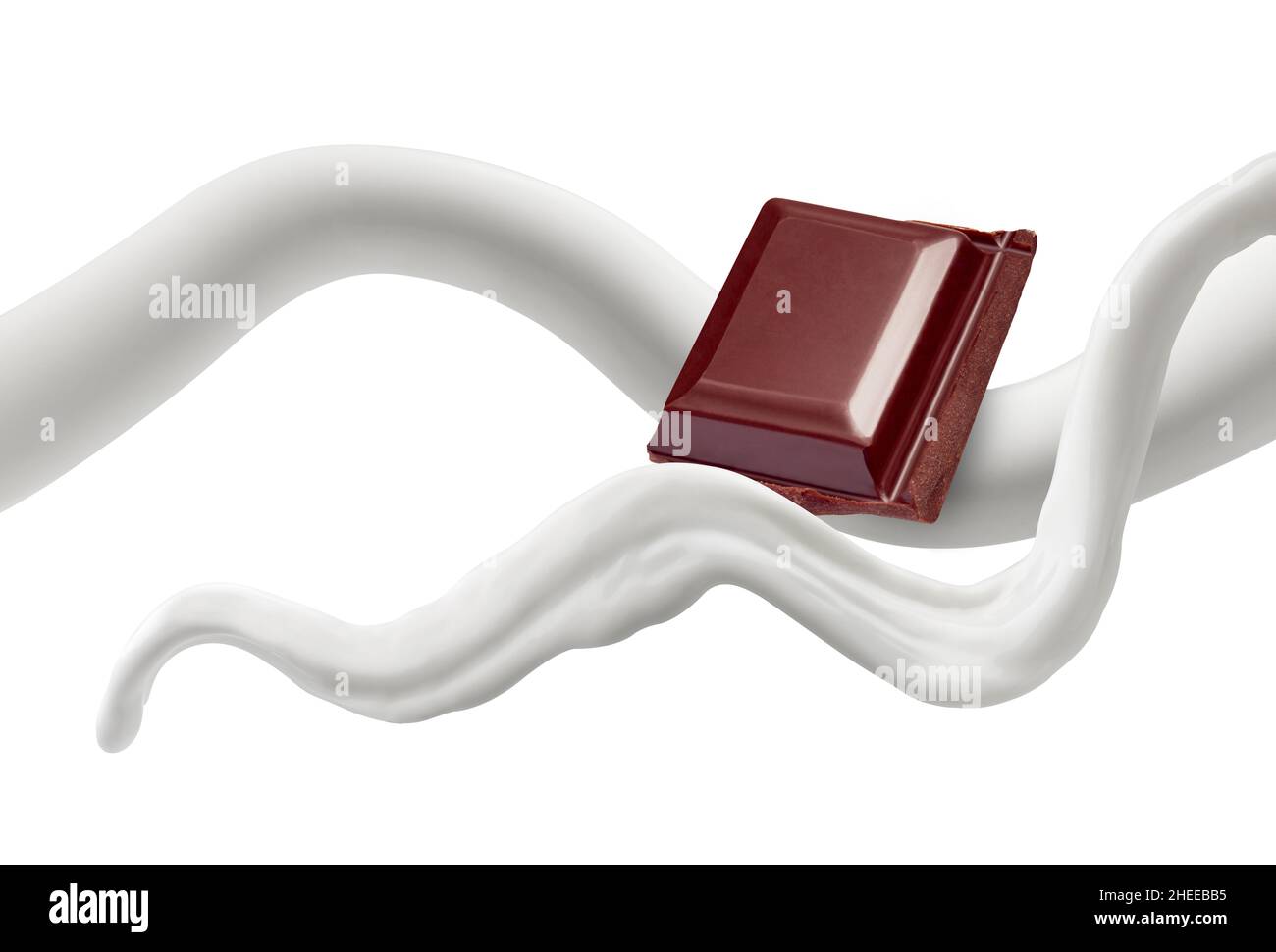 chocolate piece milk splash flow Stock Photo - Alamy