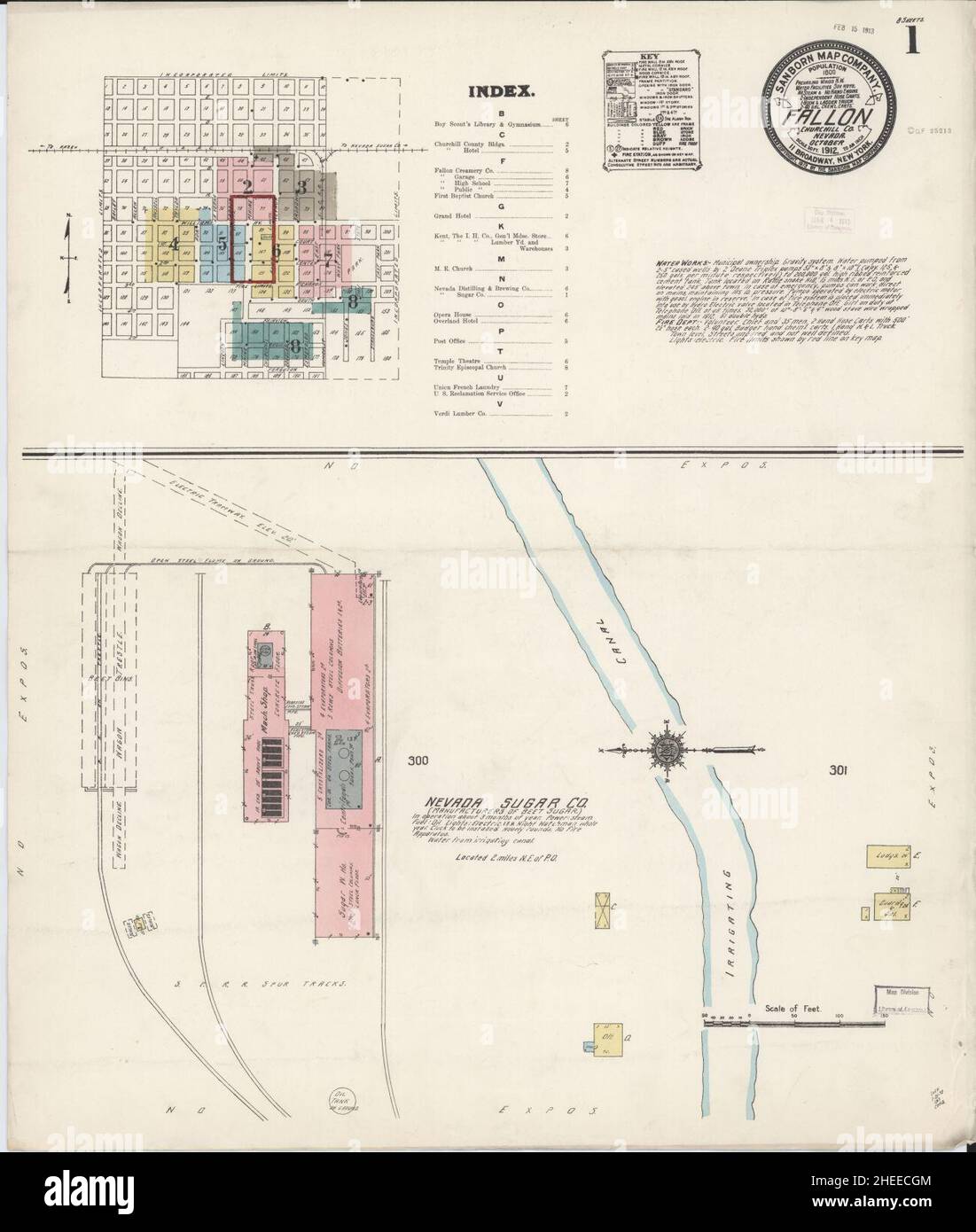 Sanborn Fire Insurance Map from Fallon, Churchill County, Nevada Stock ...