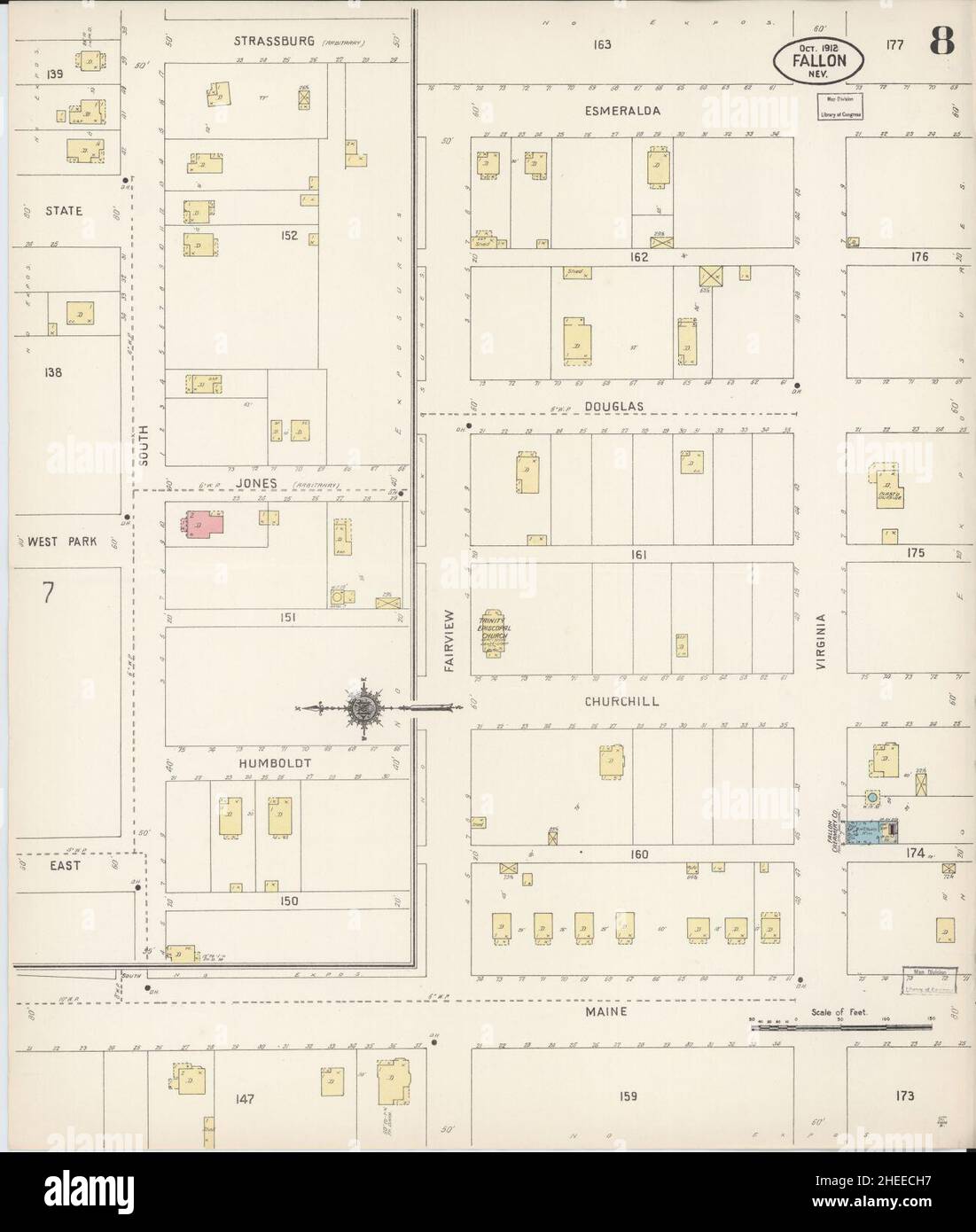 Sanborn Fire Insurance Map from Fallon, Churchill County, Nevada Stock ...