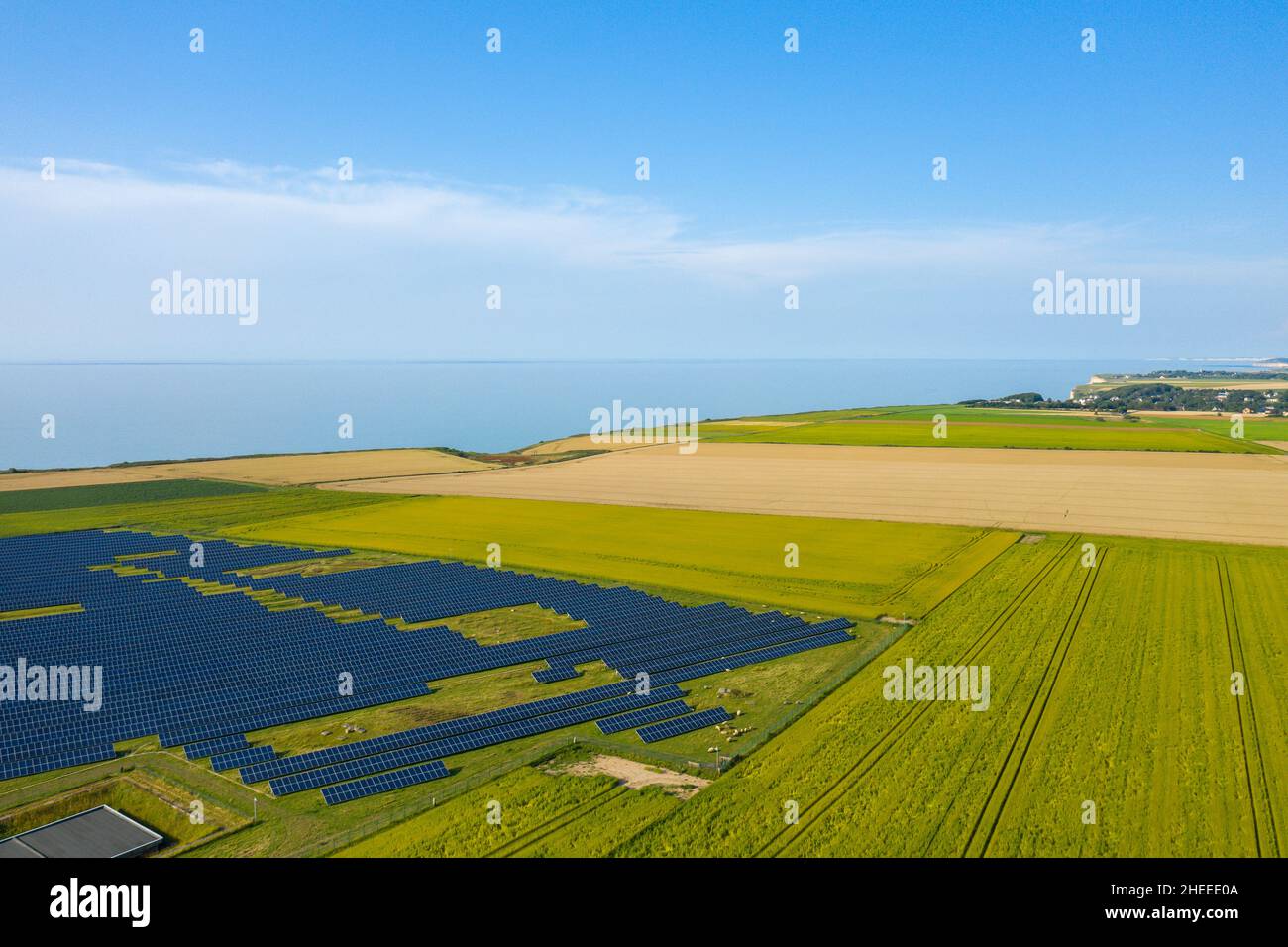 This landscape photo was taken in Europe, France, Normandy, in summer ...
