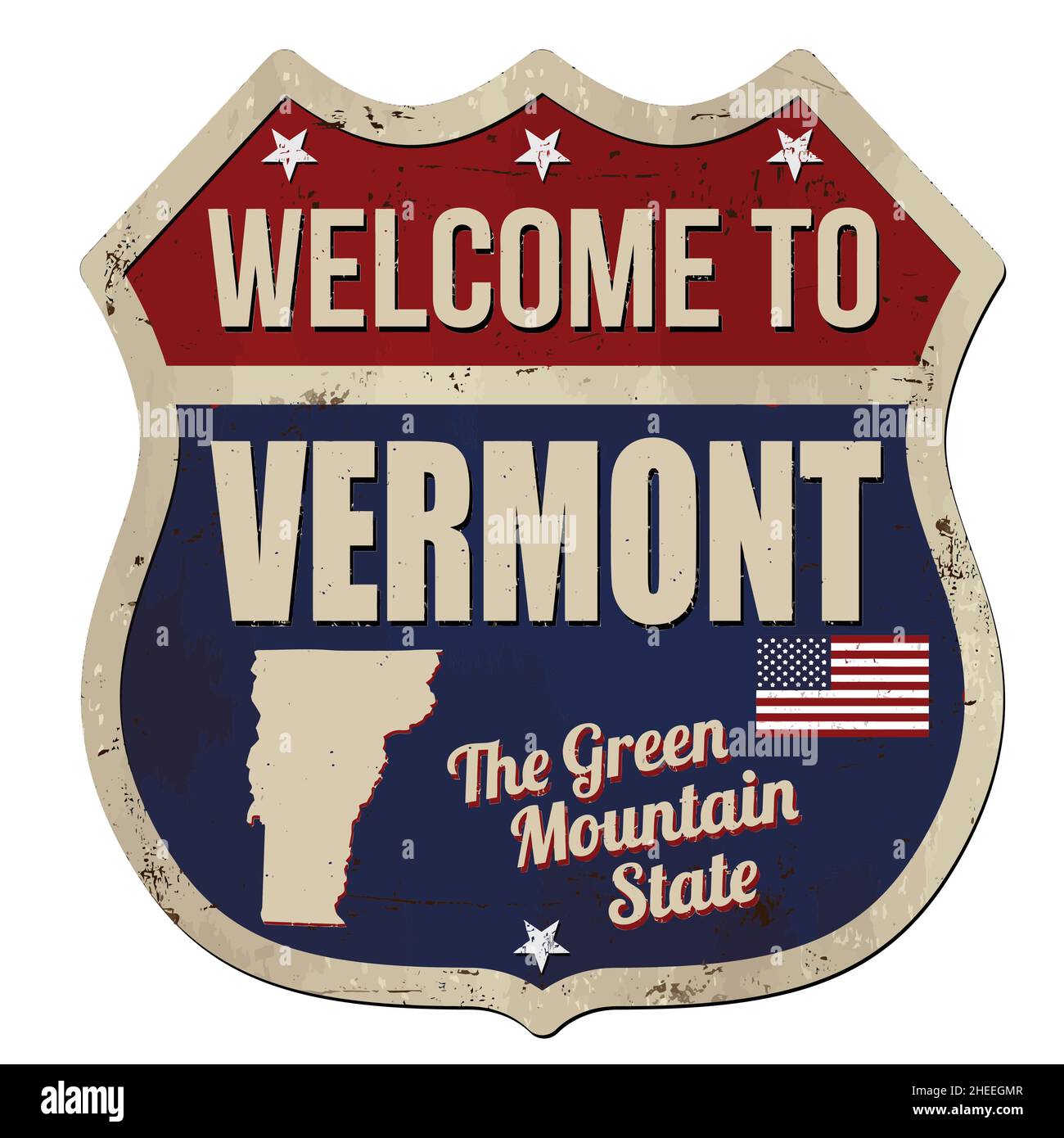 Welcome to Vermont vintage rusty metal sign on a white background ...