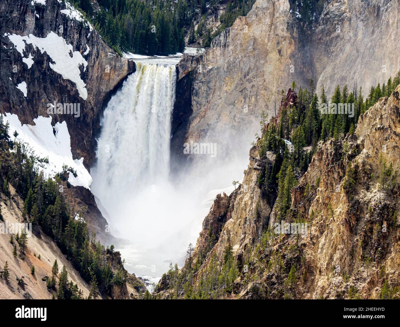 The lower Yellowstone Falls in the Yellowstone River, Yellowstone National Park, Wyoming, USA ...