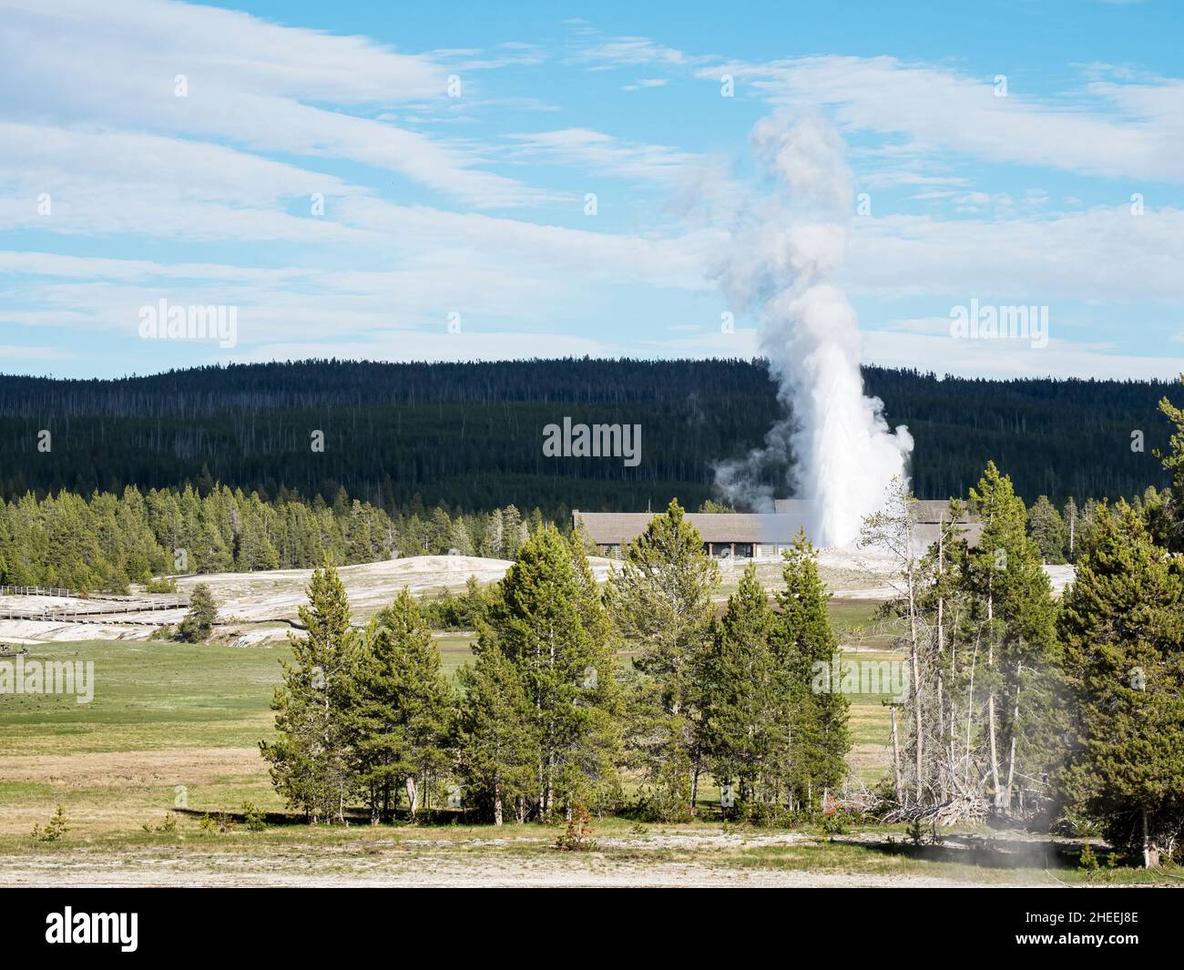 The cone geyser called Old Faithful erupting in Yellowstone National ...