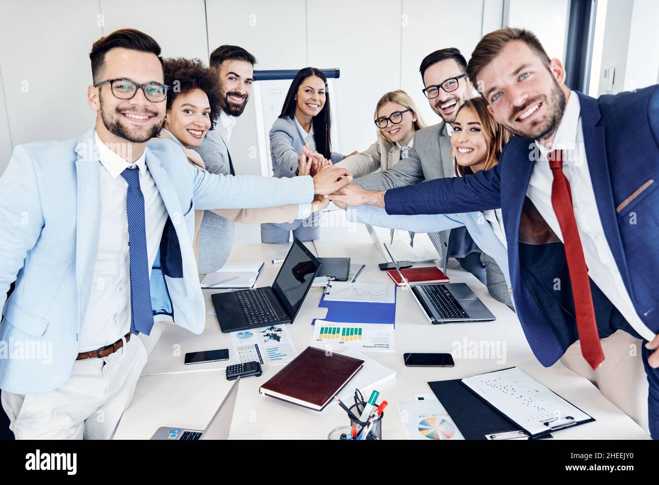 business people office unity teamwork partnership success Stock Photo ...