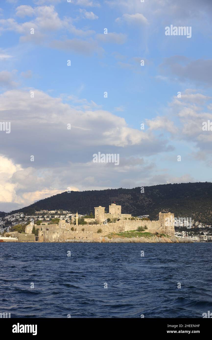 Bodrum Castle view from beach. Bodrum is populer tourist destination in ...