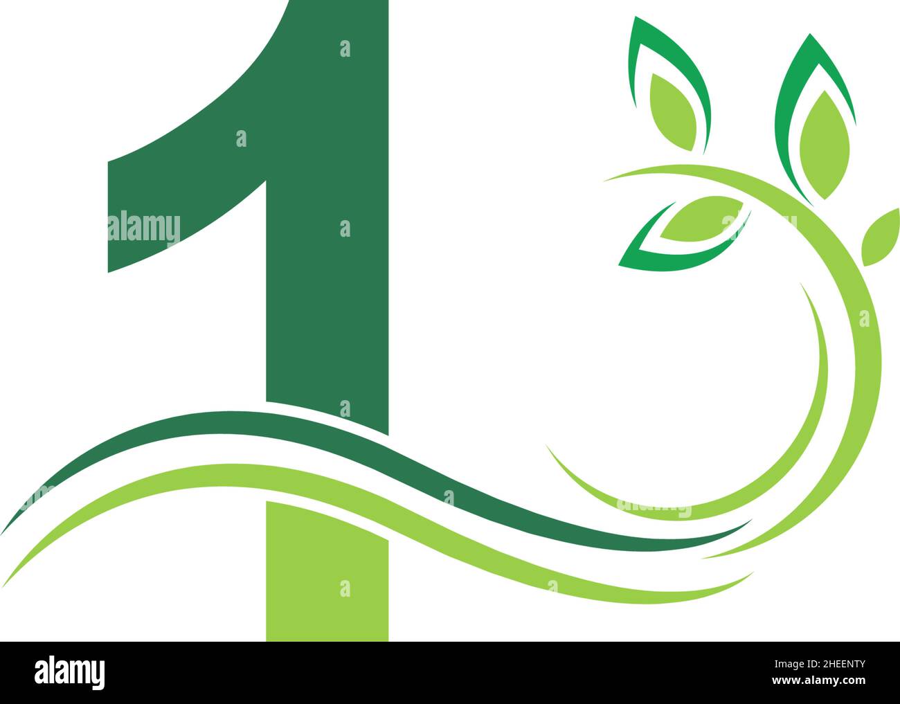 Number 1 Icon with floral logo design template illustration vector ...