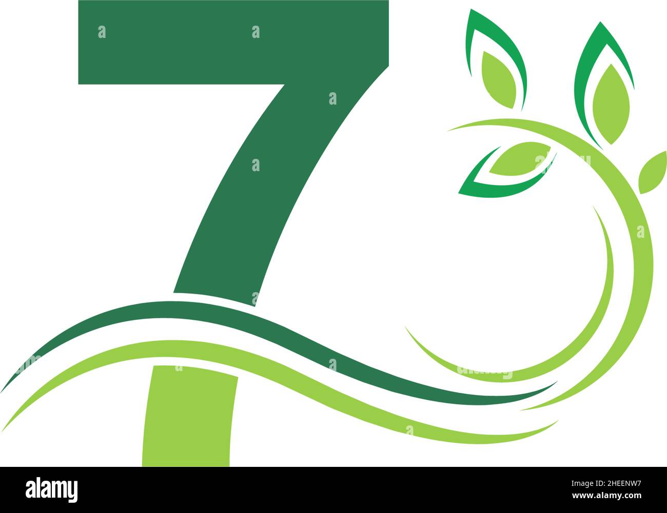 Number 7 Icon with floral logo design template illustration vector ...