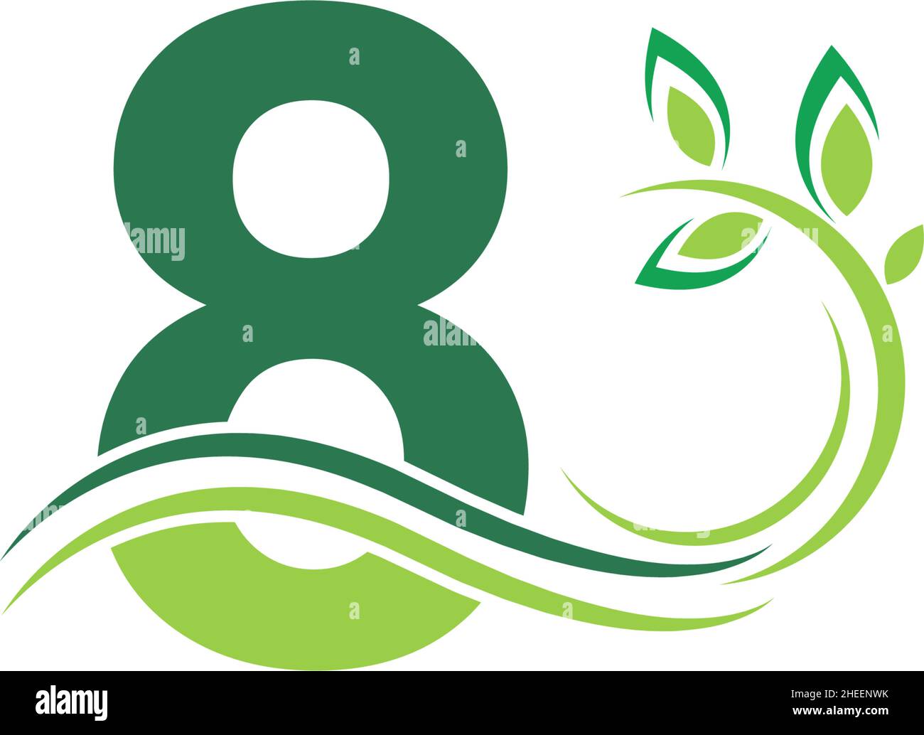 Number 8 Icon with floral logo design template illustration vector ...