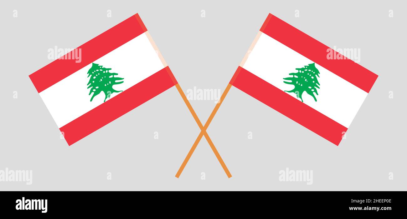 Crossed flags of Lebanon. Official colors. Correct proportion. Vector ...