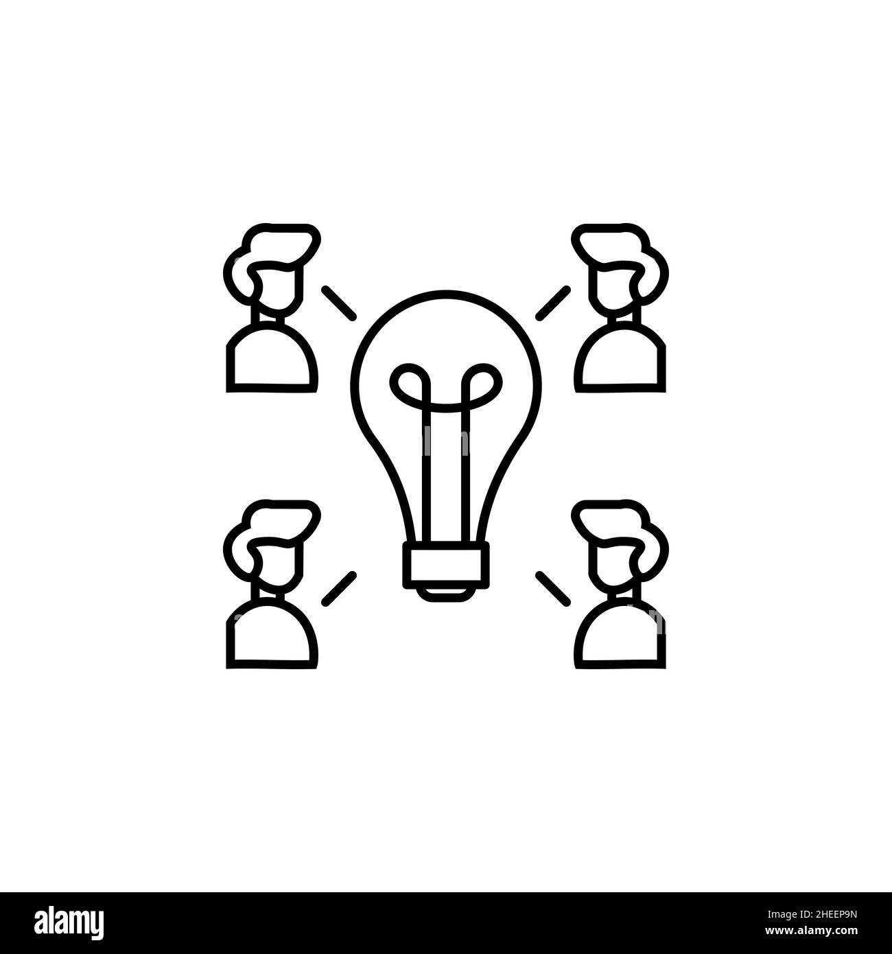 Online education vector icon. Group of people and blub, lamp vector ...