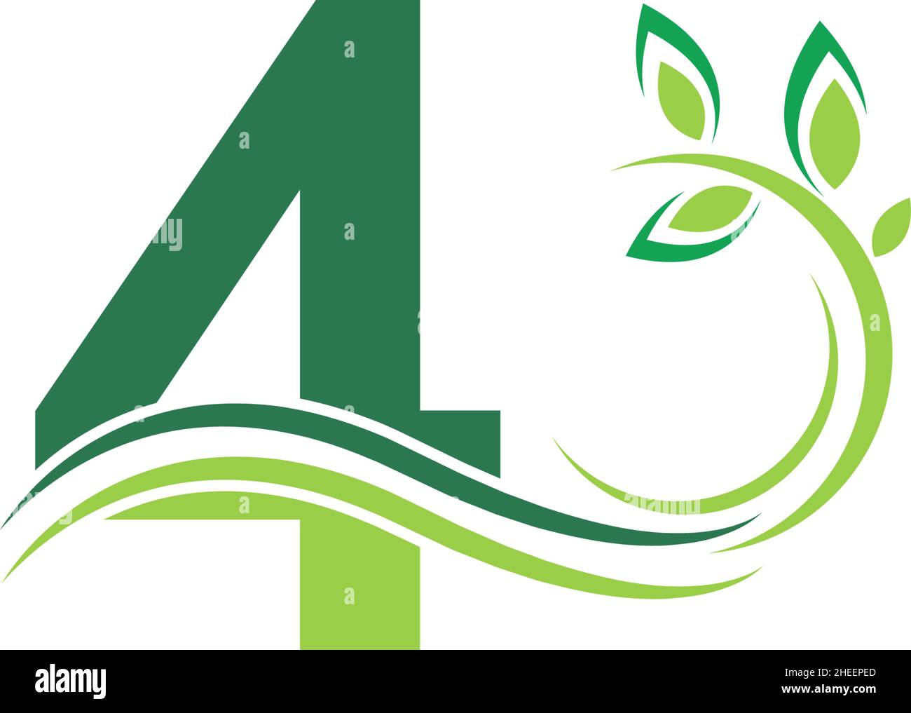 Number 4 Icon with floral logo design template illustration vector ...