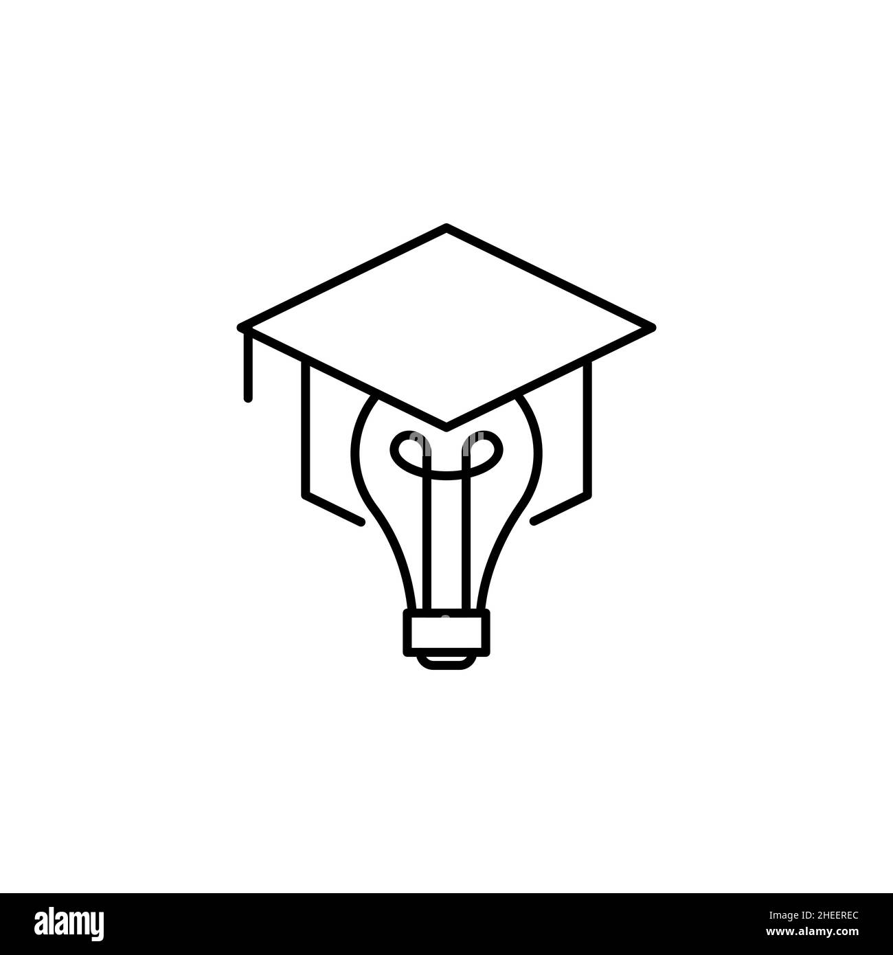Online education bulb, lamp with graduation hat vector icon Stock ...