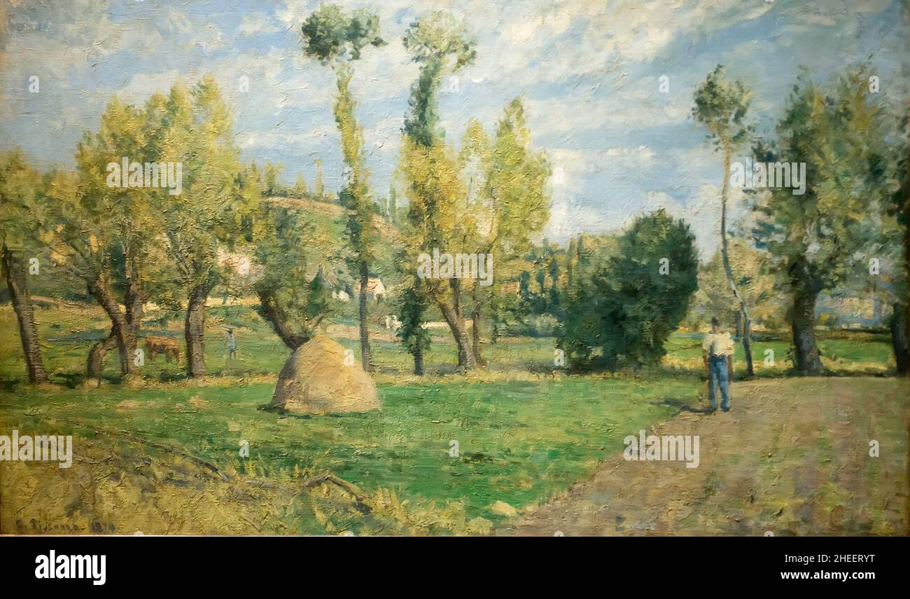 Camille Pissarro painting Prariries du Valhermeil in national Bellas ...