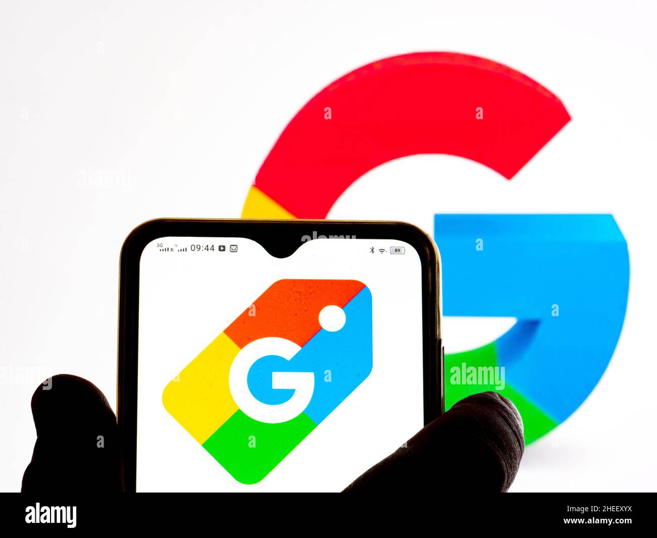 In this photo illustration, Google Shopping logo seen displayed on a ...