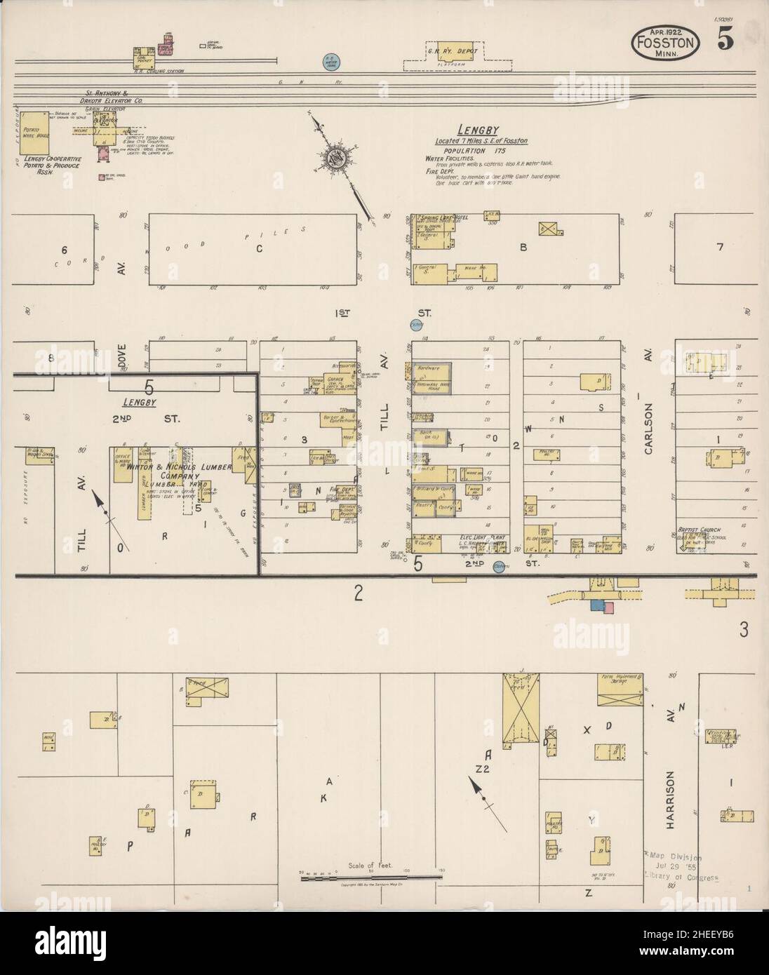 Sanborn Fire Insurance Map from Fosston, Polk County, Minnesota Stock ...