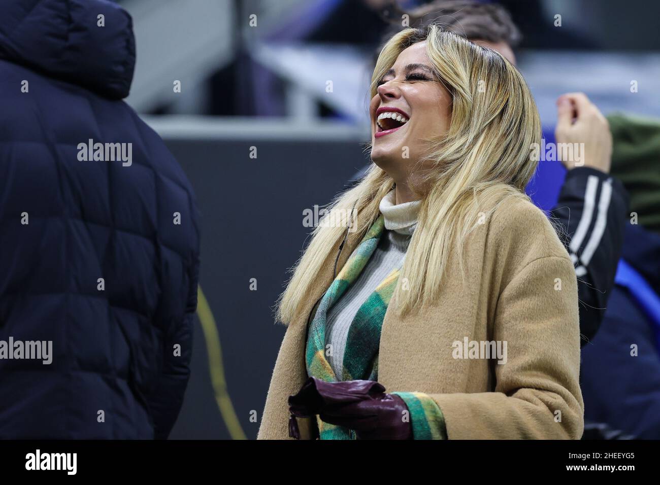 Diletta Leotta of DAZN Italia smiling during the Serie A 2021/22 ...
