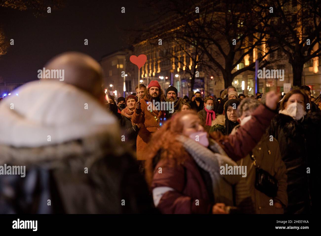 The demonstration began on Alexanderplatz, in the central Mitte ...
