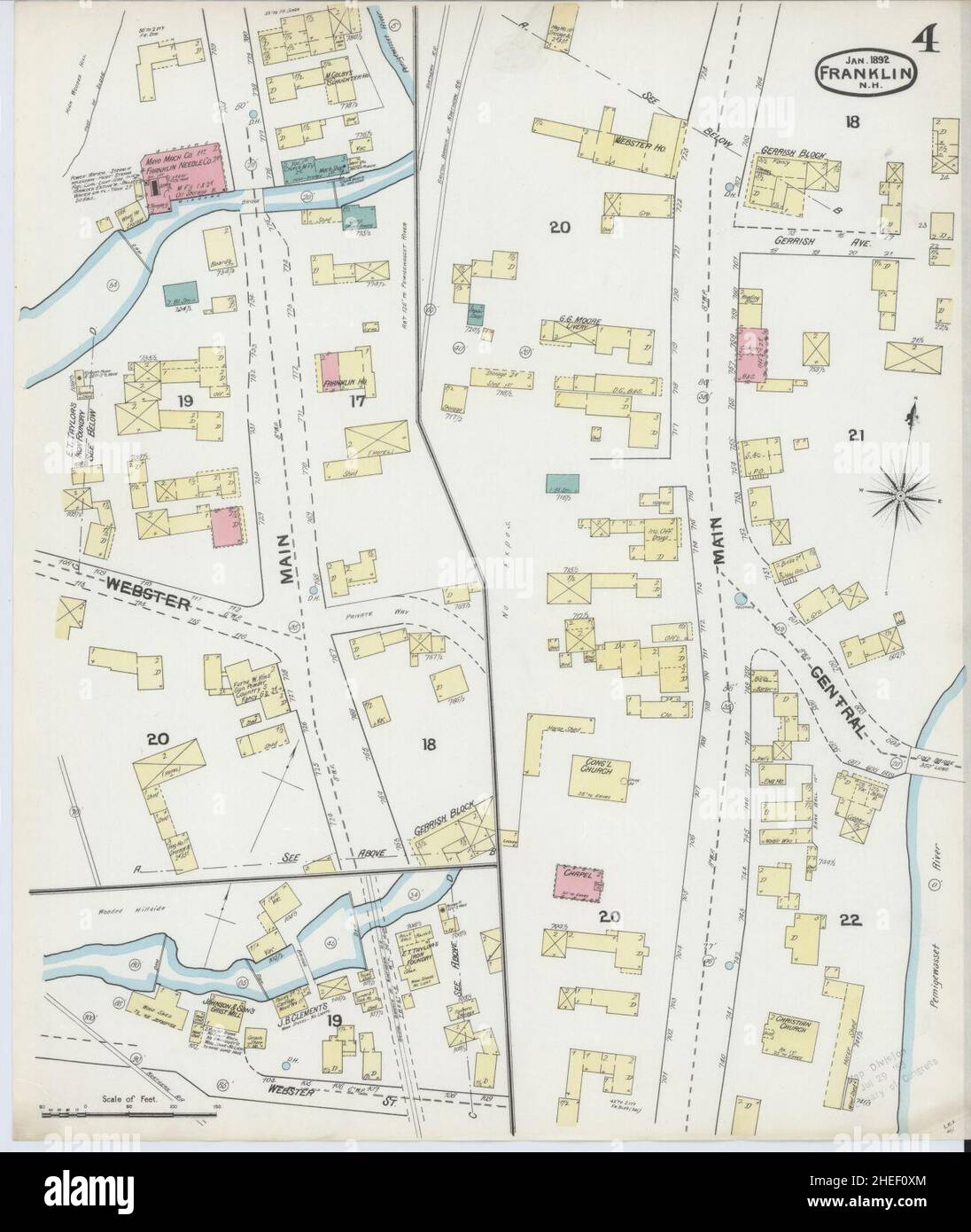 Map of franklin new hampshire hi-res stock photography and images - Alamy