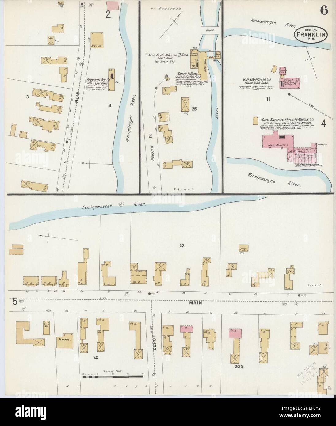 Franklin new hampshire map hi-res stock photography and images - Alamy