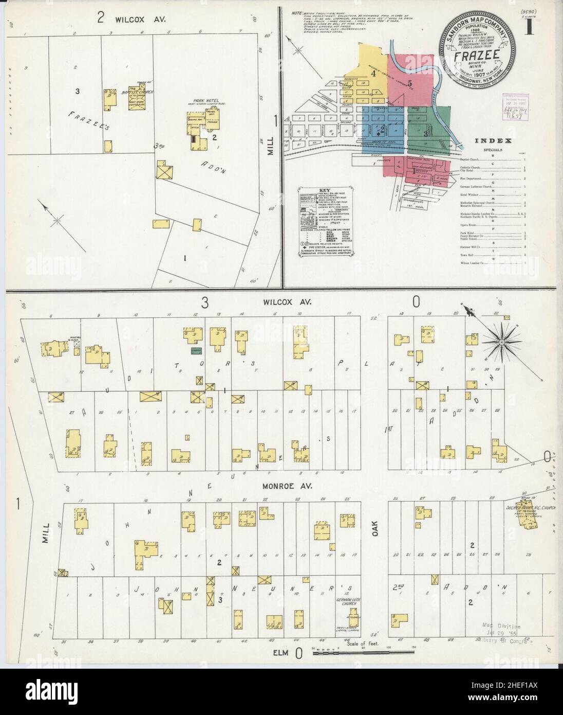Sanborn Fire Insurance Map from Frazee, Becker County, Minnesota Stock ...