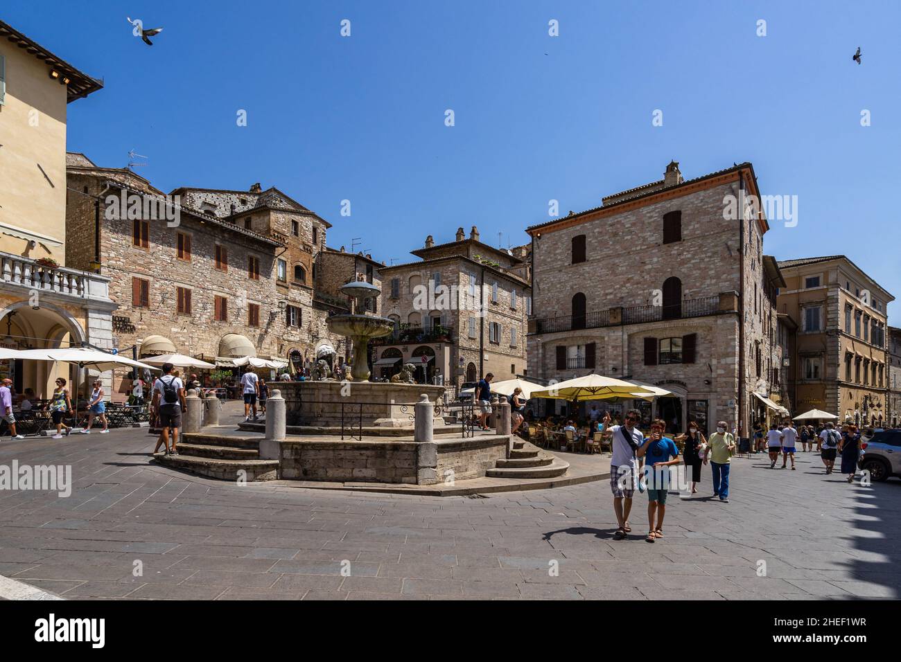 Assisi, Italy, Aug. 2021 – Assisi historic center full of tourists and ...