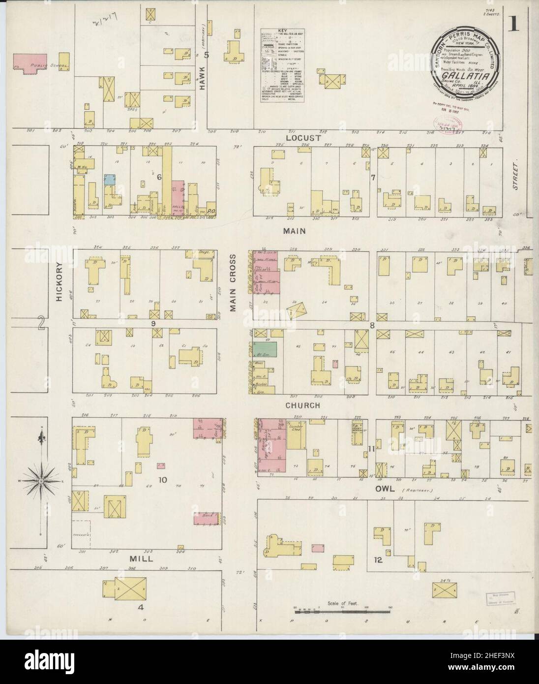Sanborn Fire Insurance Map from Galatia, Saline County, Illinois Stock ...