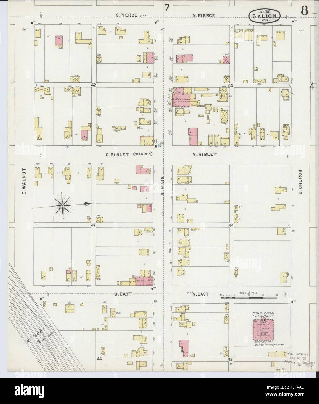 Sanborn Fire Insurance Map from Galion, Crawford County, Ohio Stock ...
