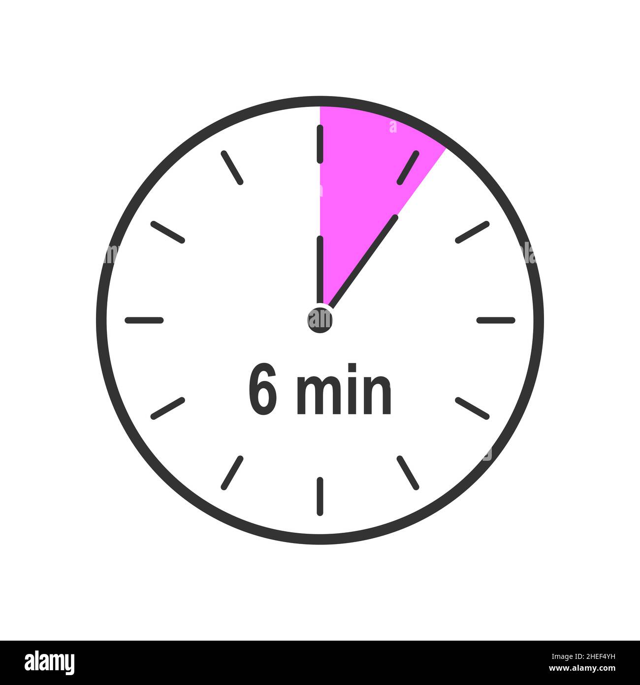 Timer icon with 6 minute time interval. Countdown clock or stopwatch ...