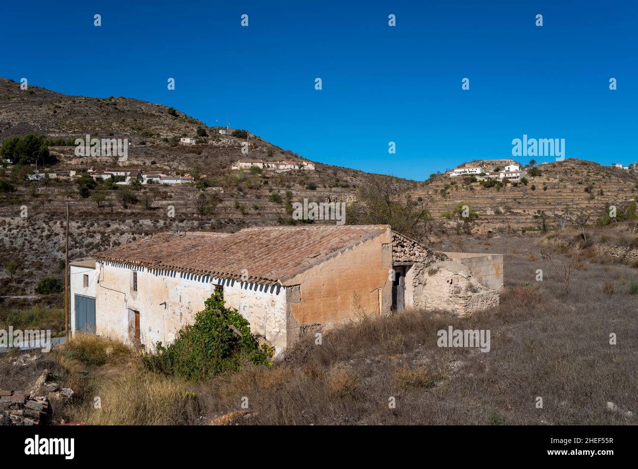 Hillside properties in Oria, a municipality of Almería province, in the ...