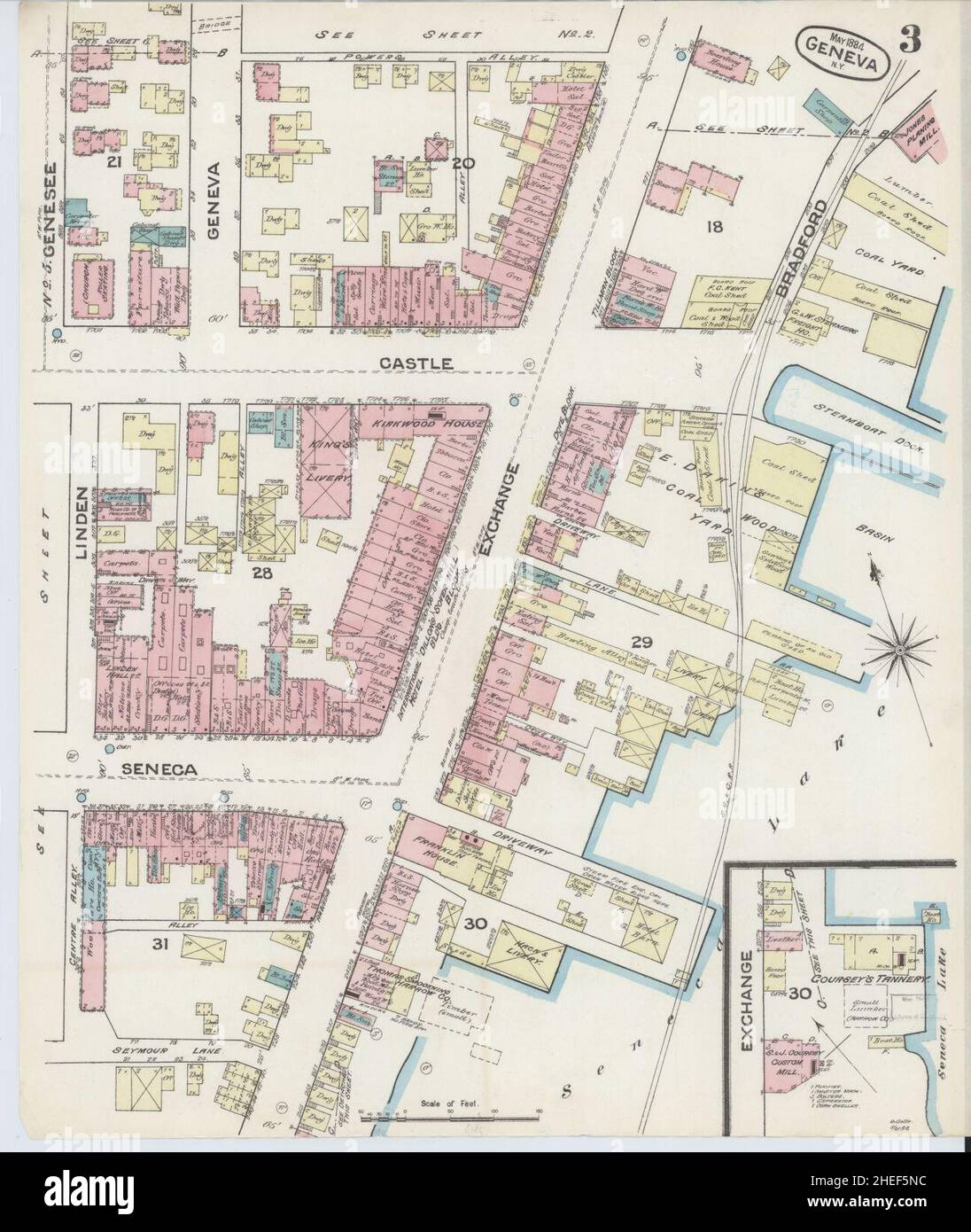 Sanborn Fire Insurance Map from Geneva, Ontario County, New York Stock ...