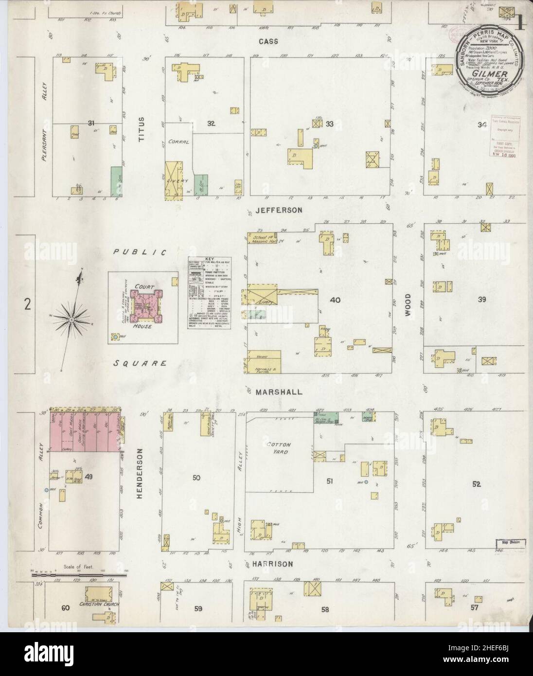 Sanborn Fire Insurance Map from Gilmer, Upshur County, Texas Stock ...