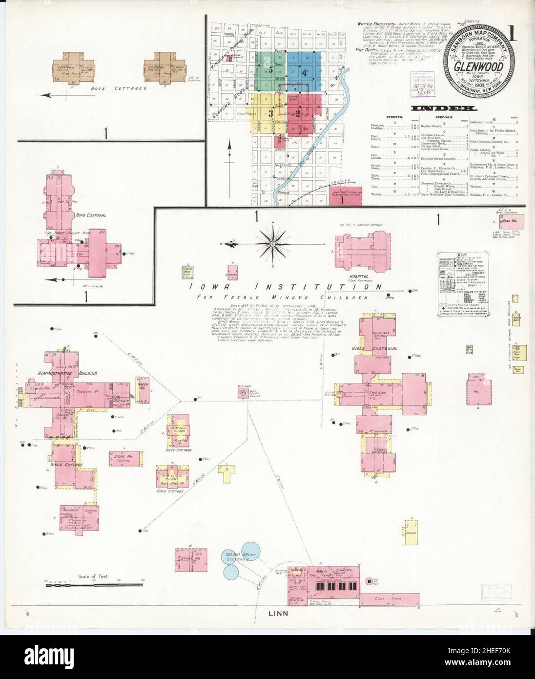 Sanborn Fire Insurance Map from Glenwood, Mills County, Iowa Stock ...