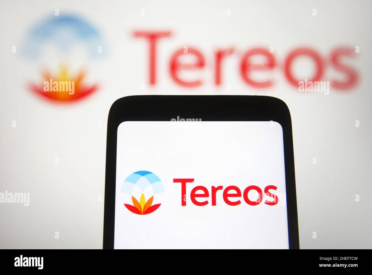 In this photo illustration, a Tereos SA logo is seen on a smartphone ...