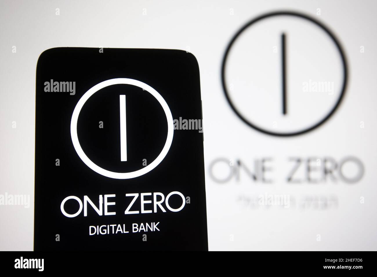 In this photo illustration, One Zero Digital Bank logo is seen on a ...