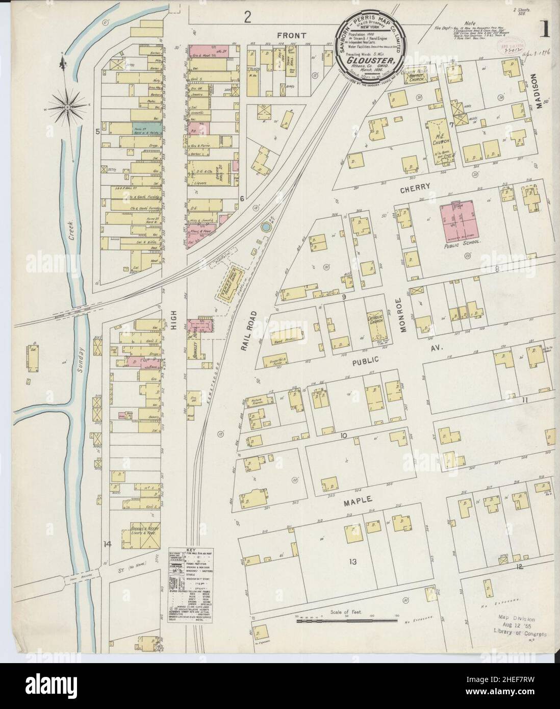 Sanborn Fire Insurance Map from Glouster, Athens County, Ohio Stock ...