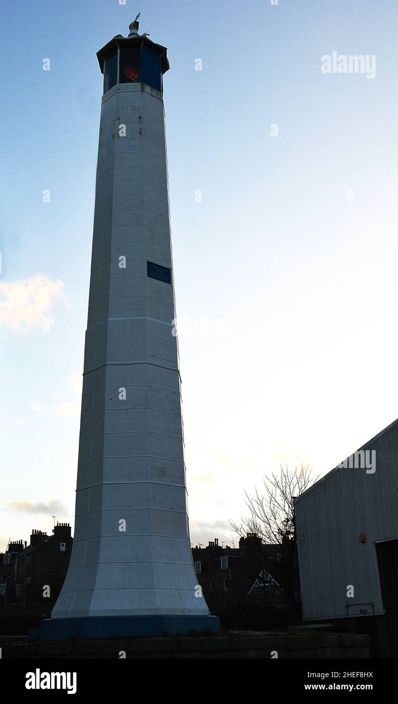 Evening light on ne of the two "Leading Lights" lighthouses in Torry ...