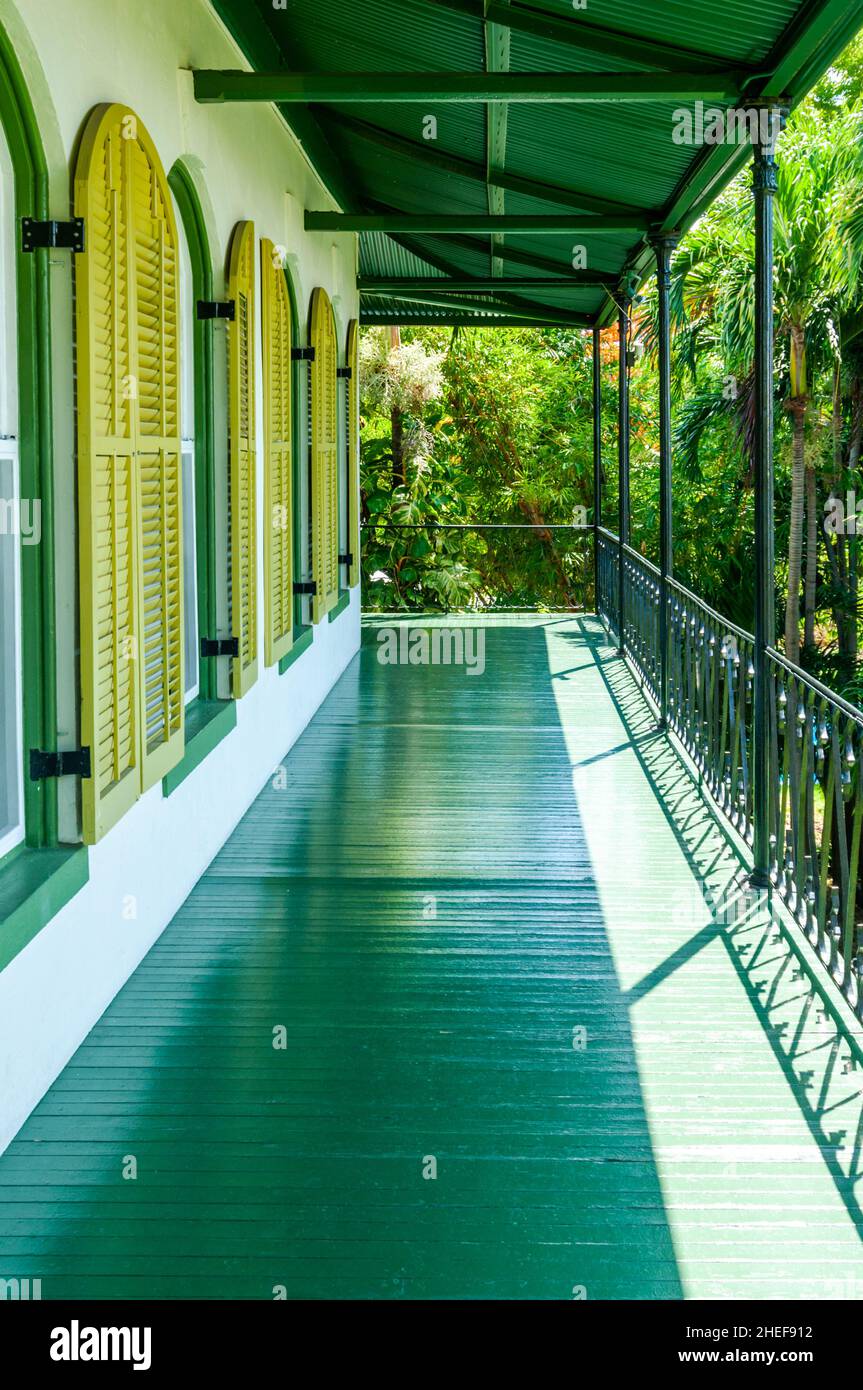 Key West, Ernest Heminway's House, Veranda Stock Photo - Alamy