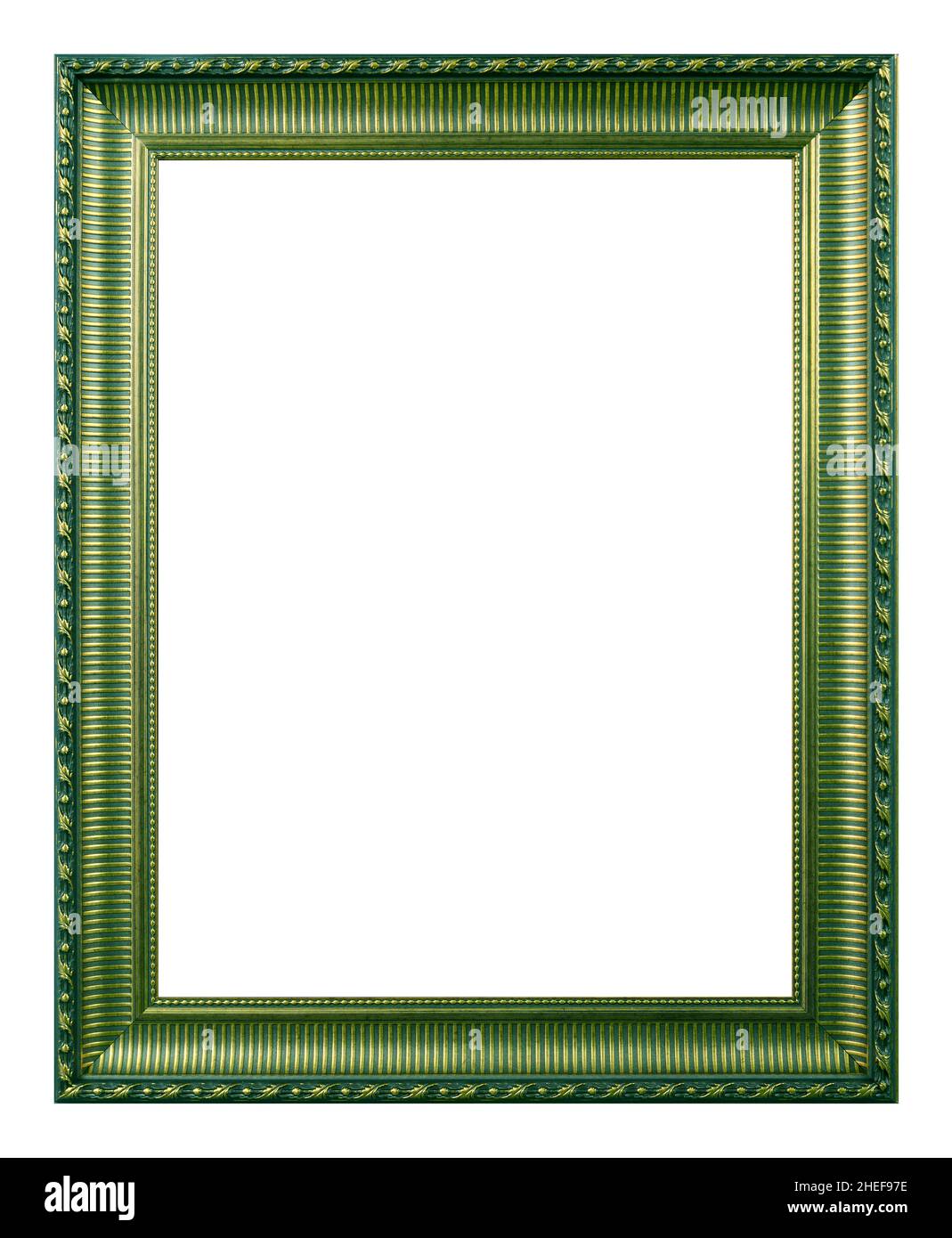 Antique green frame isolated on the white background vintage style ...