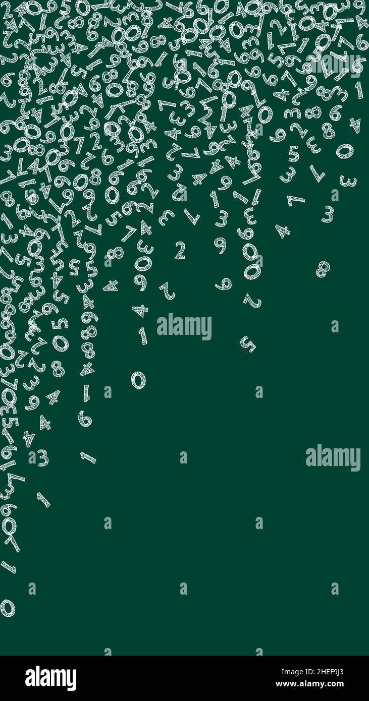 Falling handdrawn chalk numbers. Math study concept with flying digits ...