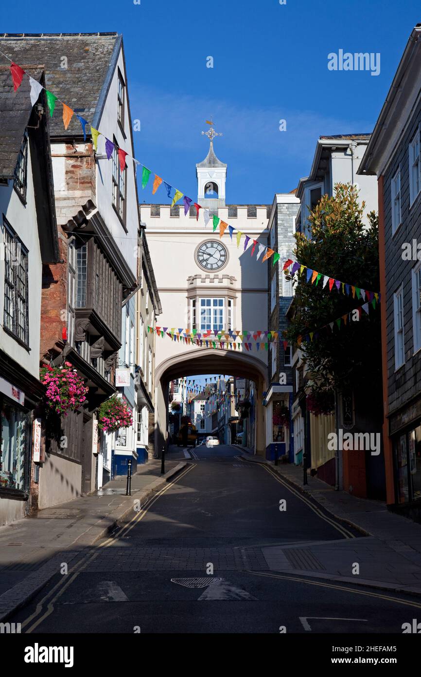 Fore Street and The East Gate, Totnes, South Hams, Devon, England ...