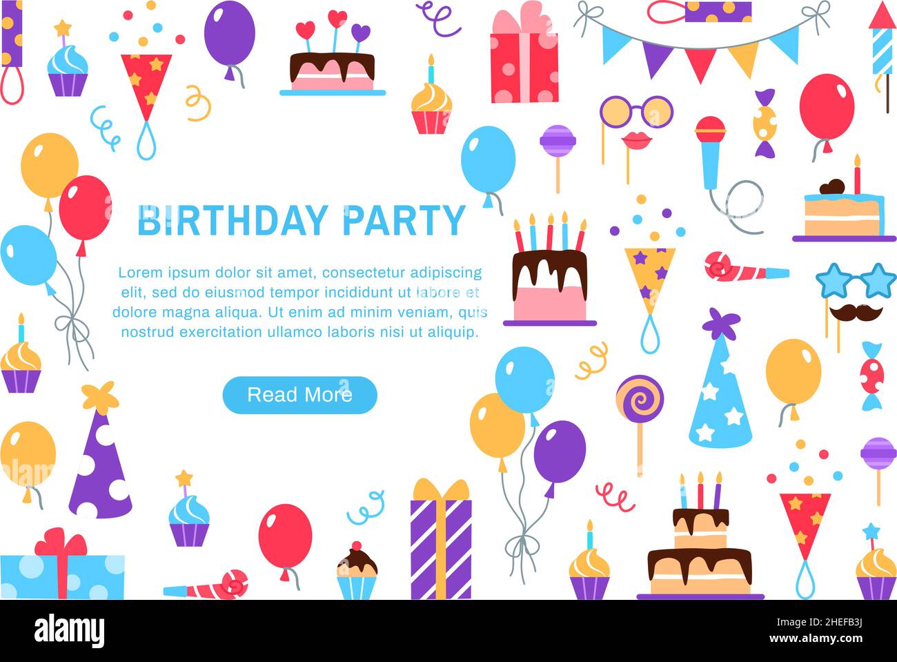 Birthday party web page template with button Stock Vector Image & Art ...