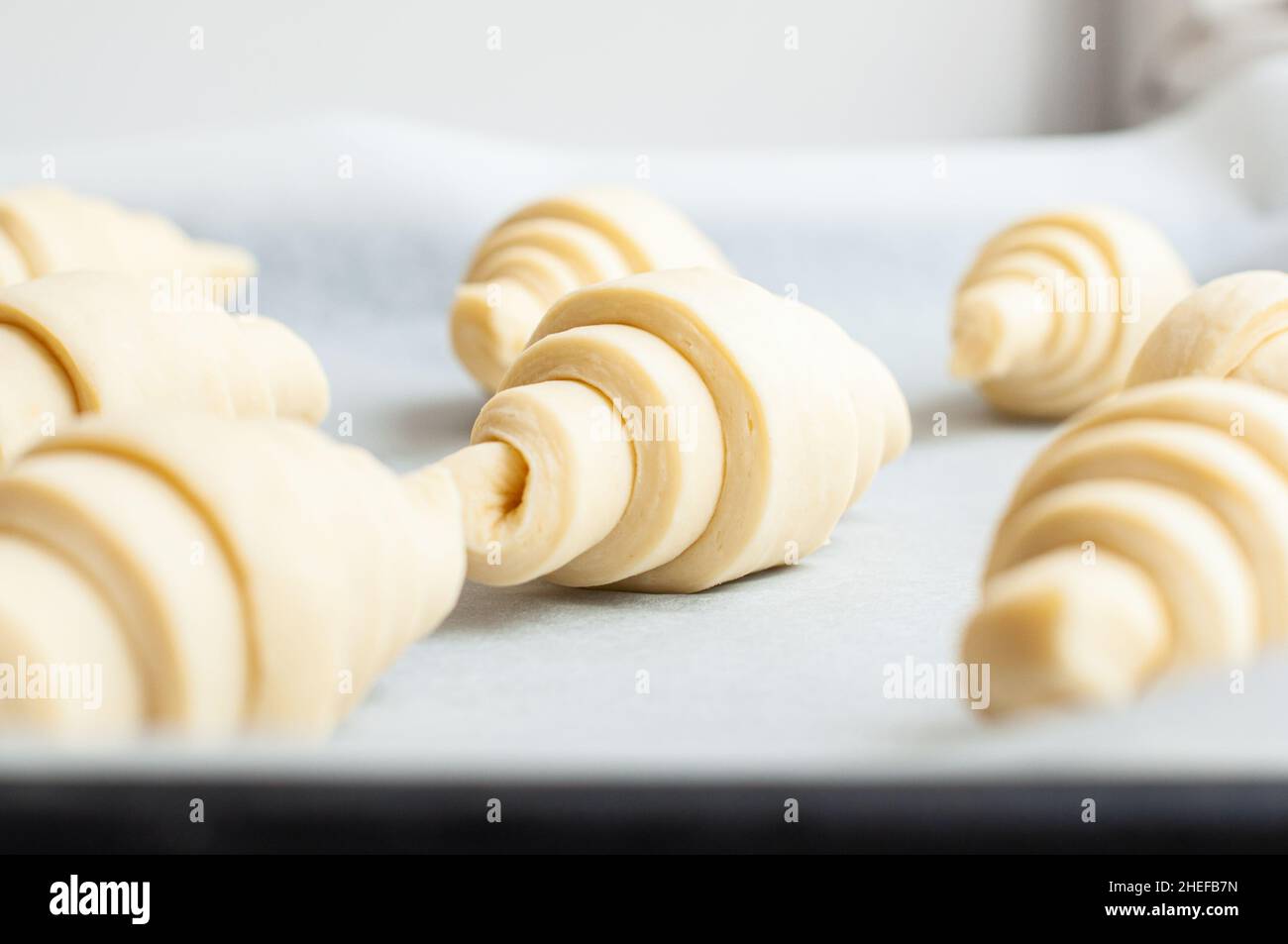 Uncooked puff pastry on baking hi-res stock photography and images - Alamy