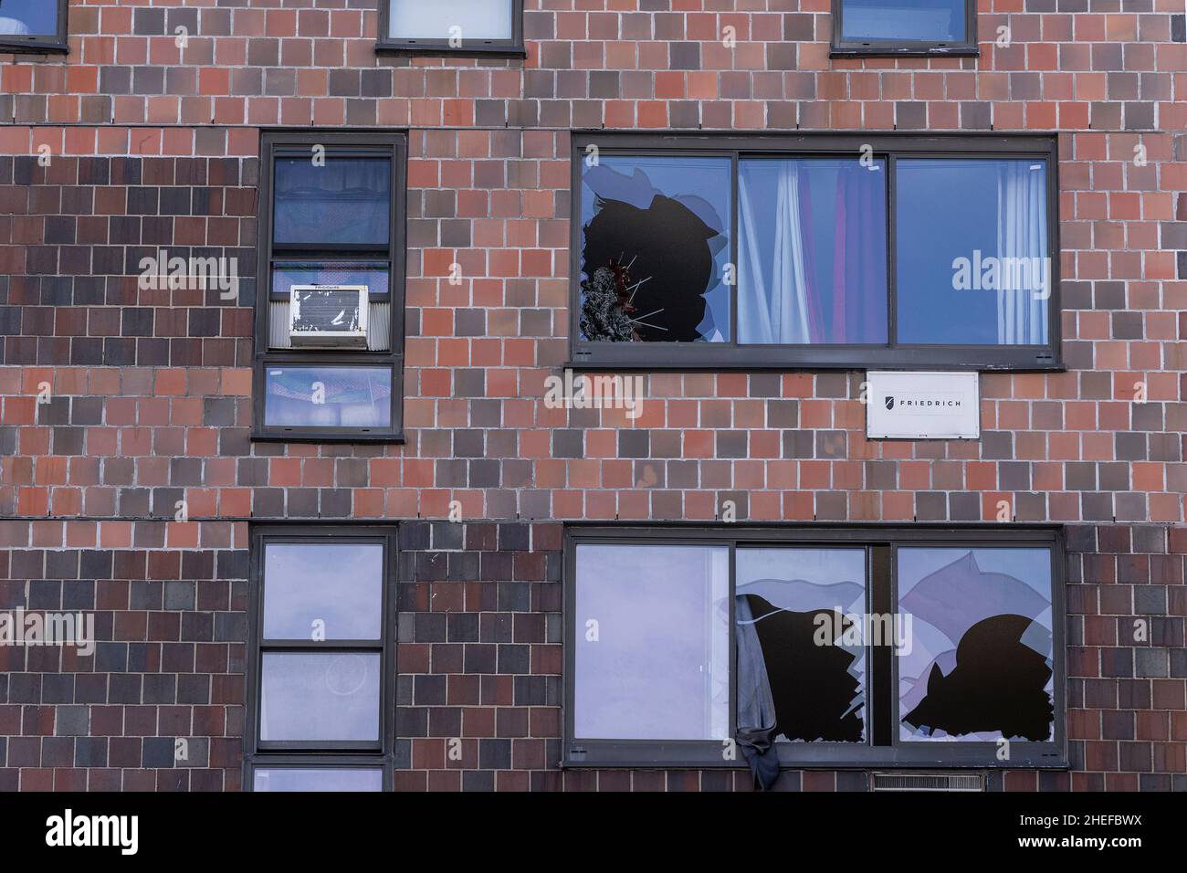 View of the devastated building and apartments where deadly fire caused ...