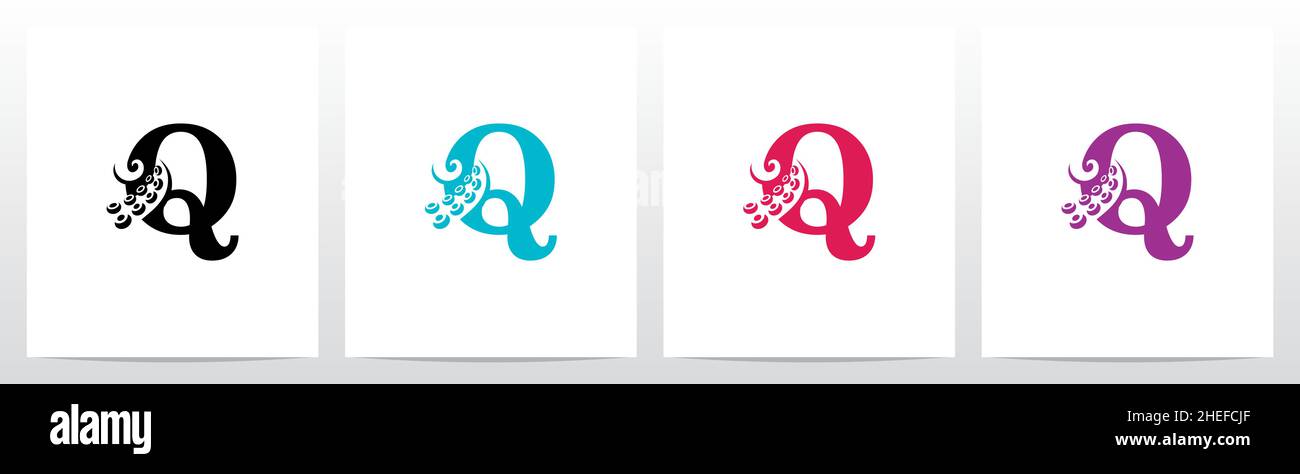 Octopus Tentacles On Letter Logo Design Q Stock Vector Image & Art - Alamy