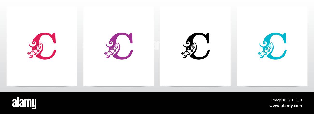 Octopus Tentacles On Letter Logo Design C Stock Vector Image & Art - Alamy